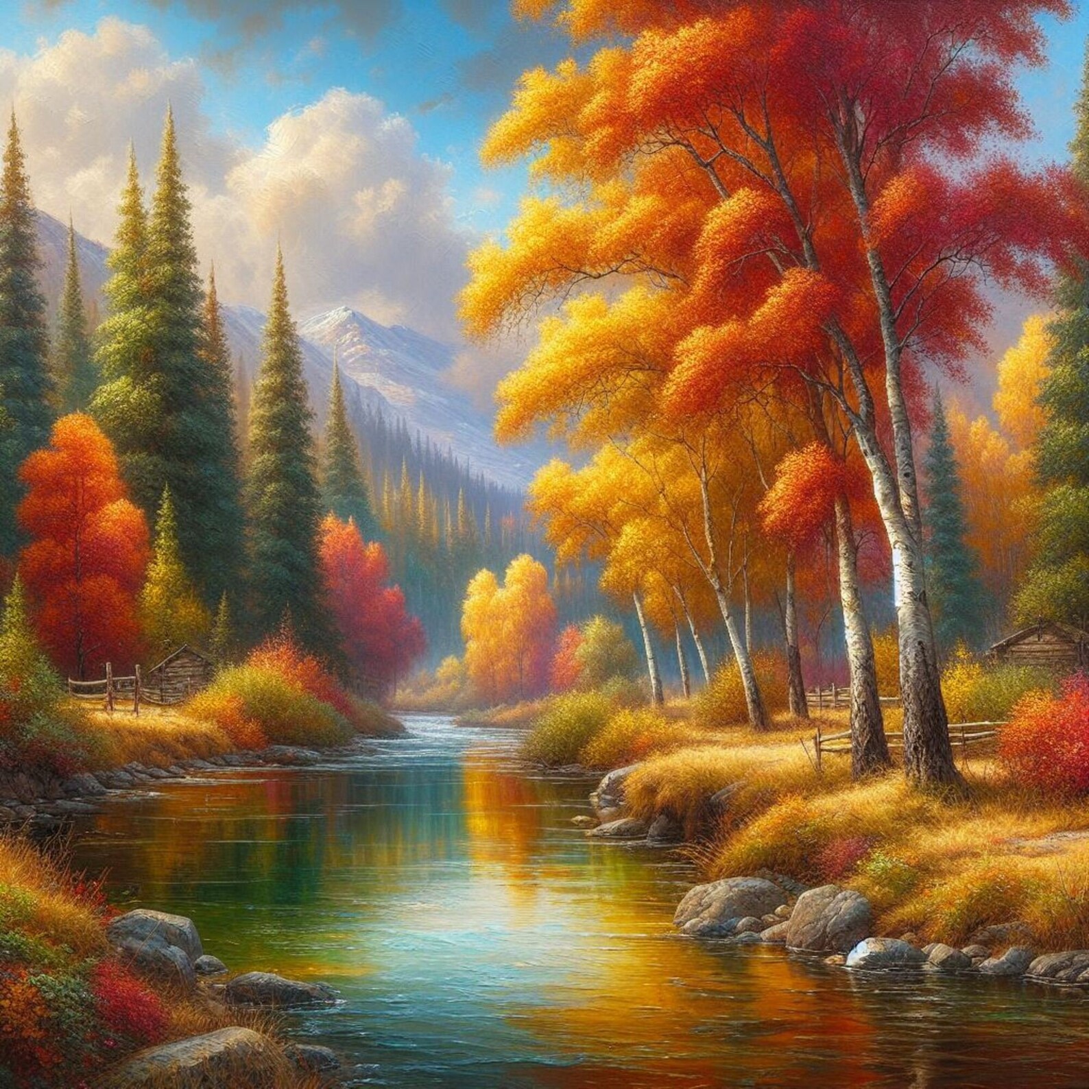 Beautiful Autumn Wall of Digital Art Set of 4 - Etsy
