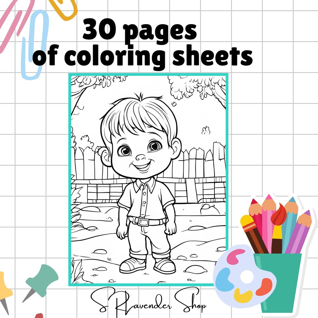 30 Pages of Coloring Sheet ; Kids Version - Etsy