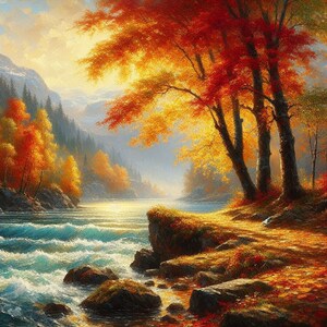 Beautiful Autumn Wall of Digital Art Set of 4 - Etsy