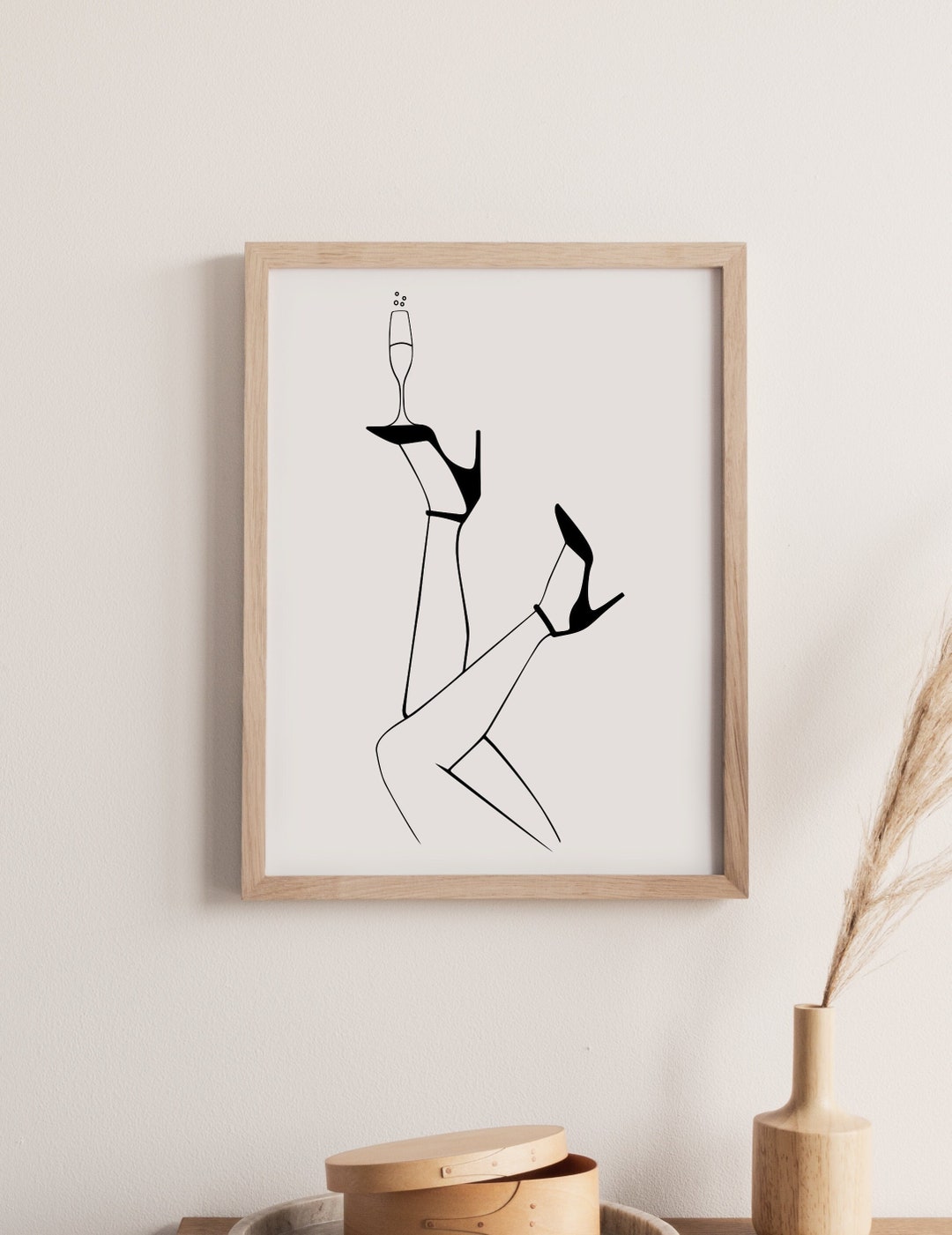 Minimalist Woman Line Art, Abstract Line Wall Art, Heels Artful Line ...