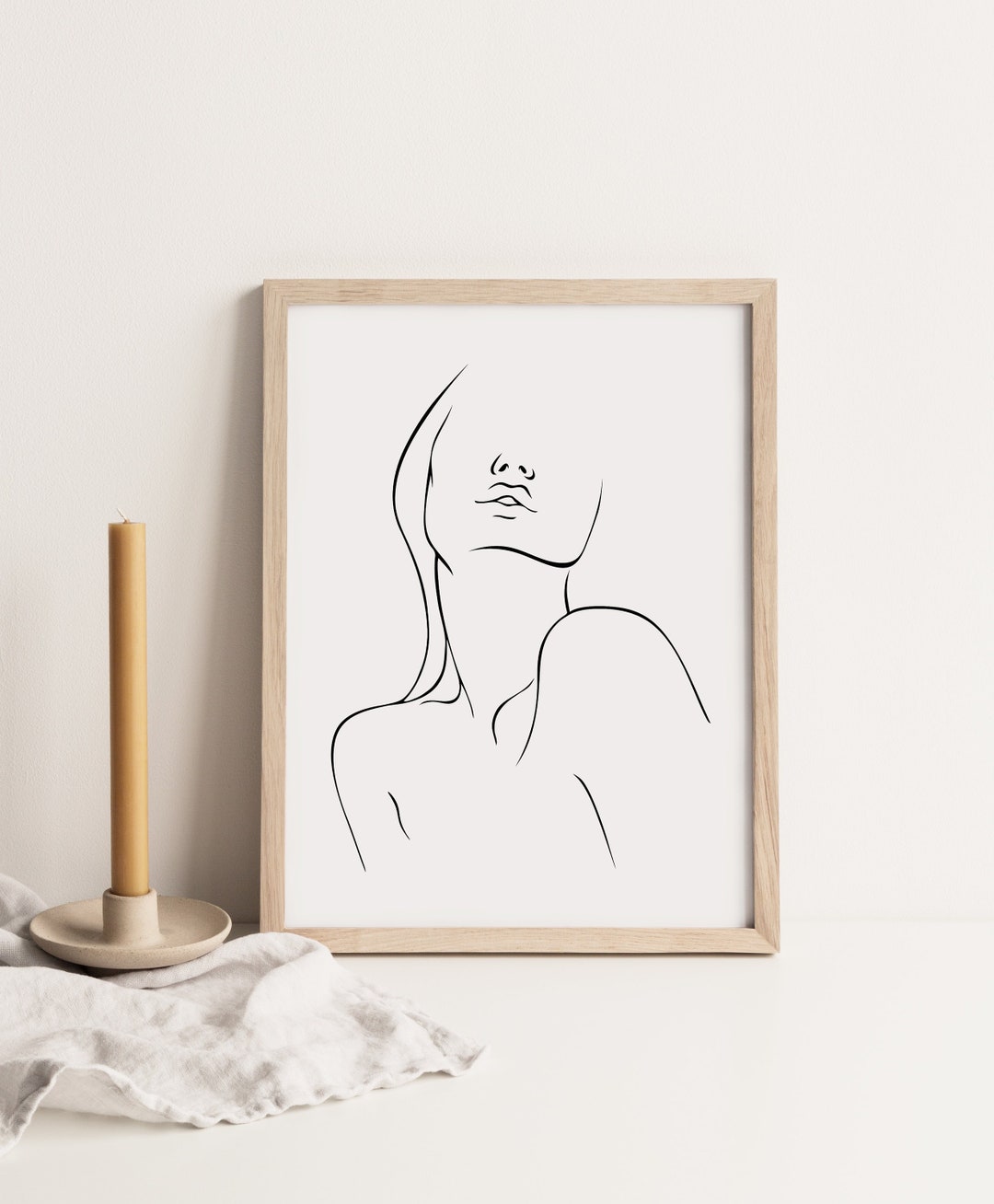 Minimalist Woman Line Art, Female Line Portrait Wall Art, Woman Artful ...