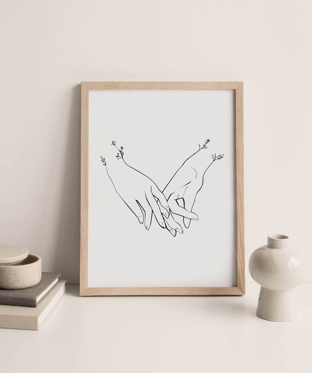 Minimalist Couple Line Art, Abstract Line Wall Art, Love Hands Artful ...