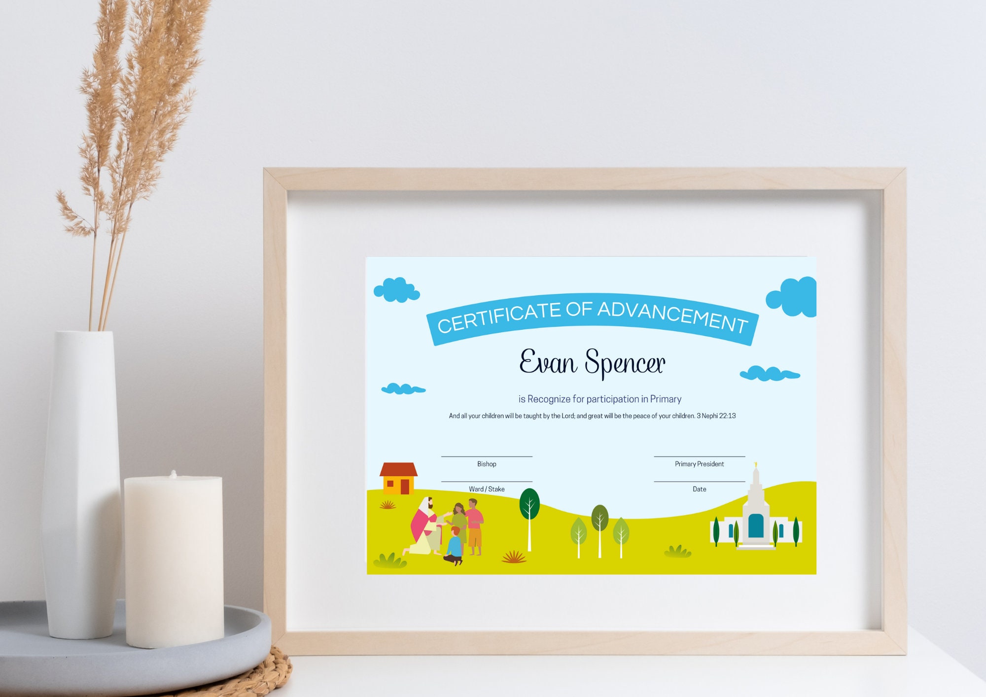 LDS Primary Certificate Template - Editable With CANVA Free Account - Etsy