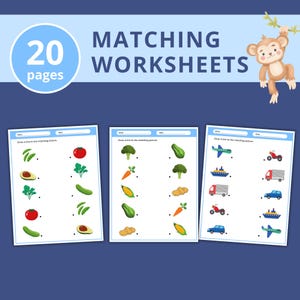 Printable Matching Worksheets Match the Picture Activity Kindergarten ...
