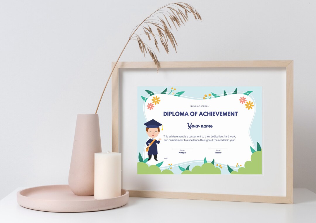 Colorful Primary Certificate Template Editable CANVA - Etsy