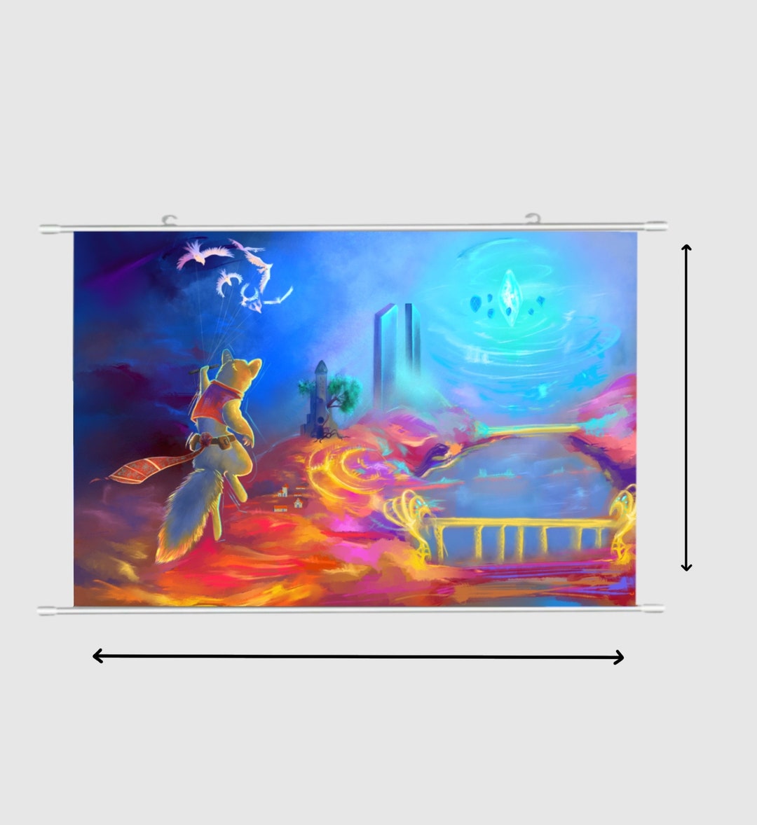 Eye Catching Fantasy Wall Scroll Painting: Daydreams in the Sky - Etsy