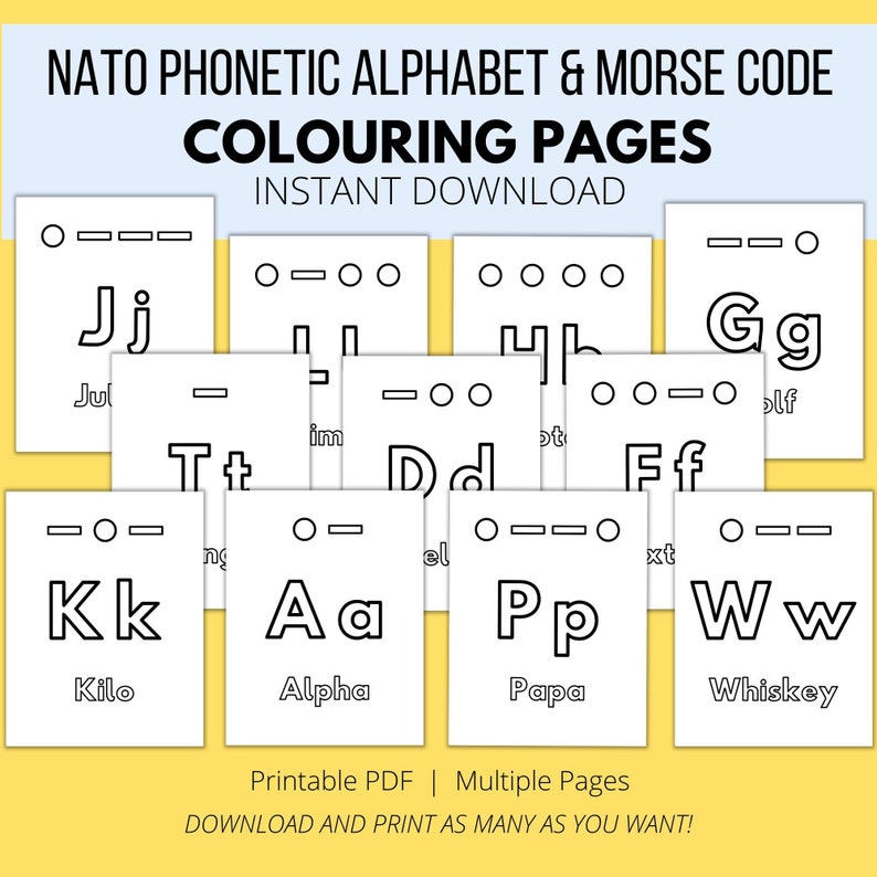NATO Phonetic Alphabet & Morse Code Colouring Pages Activity for Kids ...