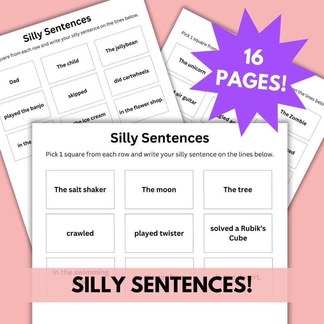 Silly Sentences Kids Activity - Spark Creativity! - Etsy