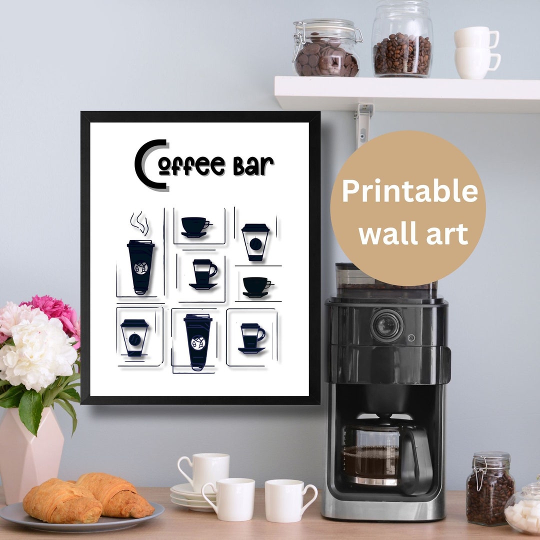 Printable Coffee Themed Wall Art Digital Wall Art for a Home Coffee Bar ...