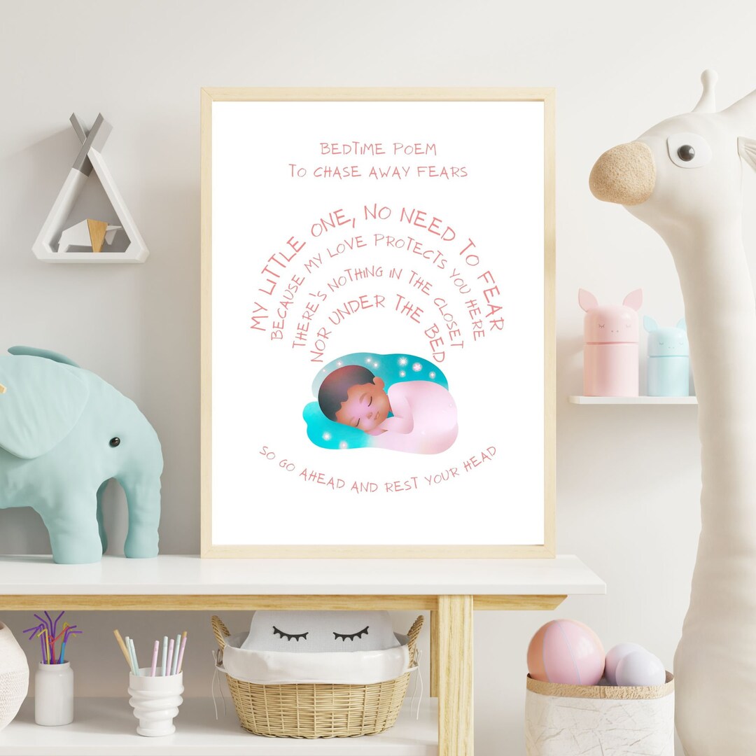 Printable, Digital, Bedtime Poem Wall Art for Children to Ease Them ...