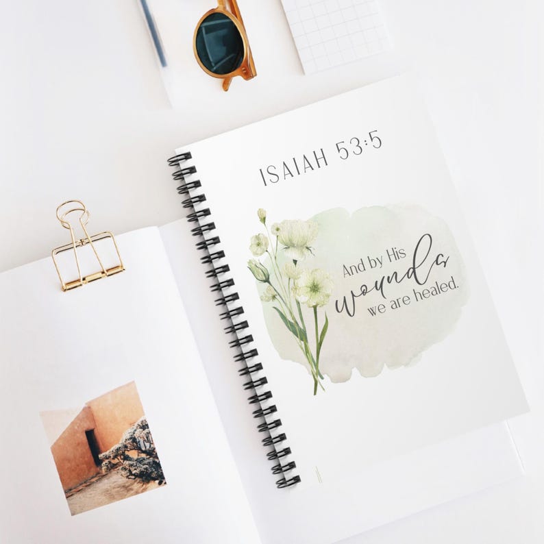 Inspirational Floral Spiral Notebook, Bible Verse Journal, Healing ...