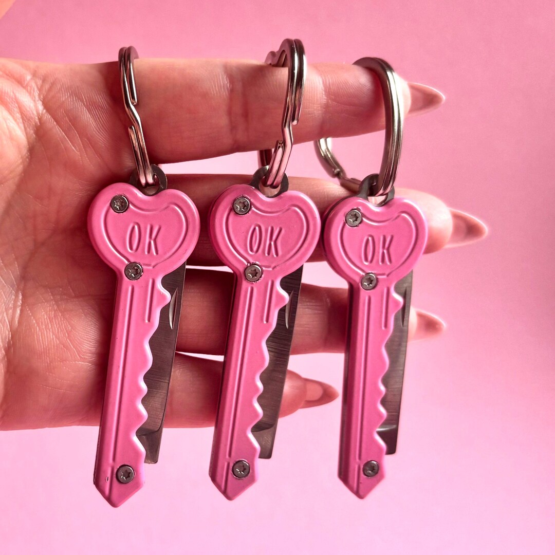 Princess Pink Keychain Keychain Protection Letter Opener Pocket Knife ...