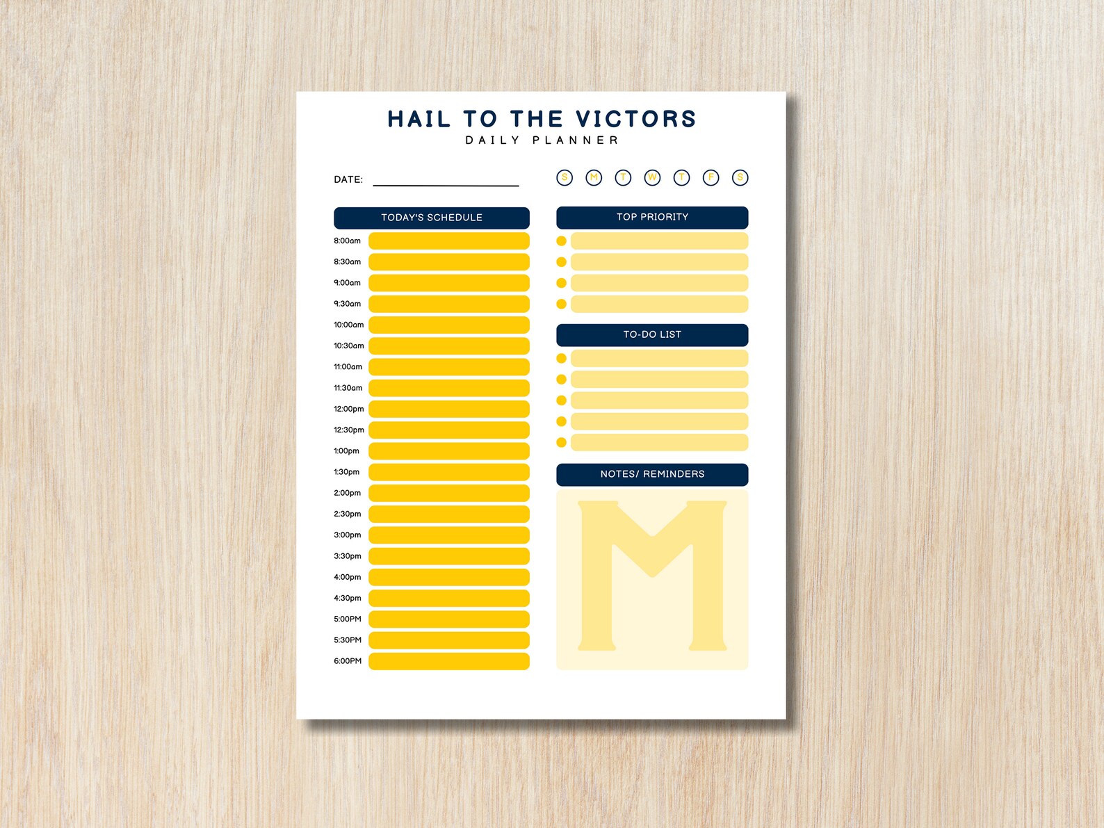 INSTANT DOWNLOAD U of M Inspired Daily Planner Printout - Etsy