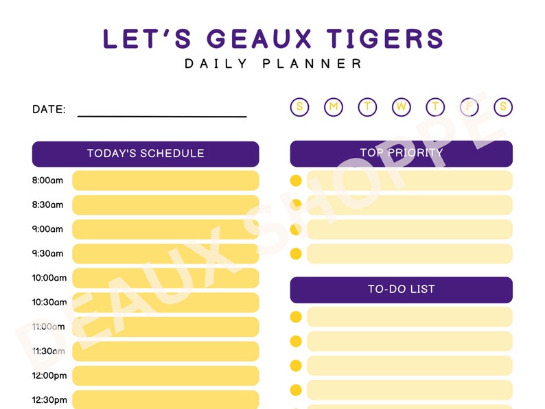 INSTANT DOWNLOAD LSU Inspired Daily Planner Printout - Etsy