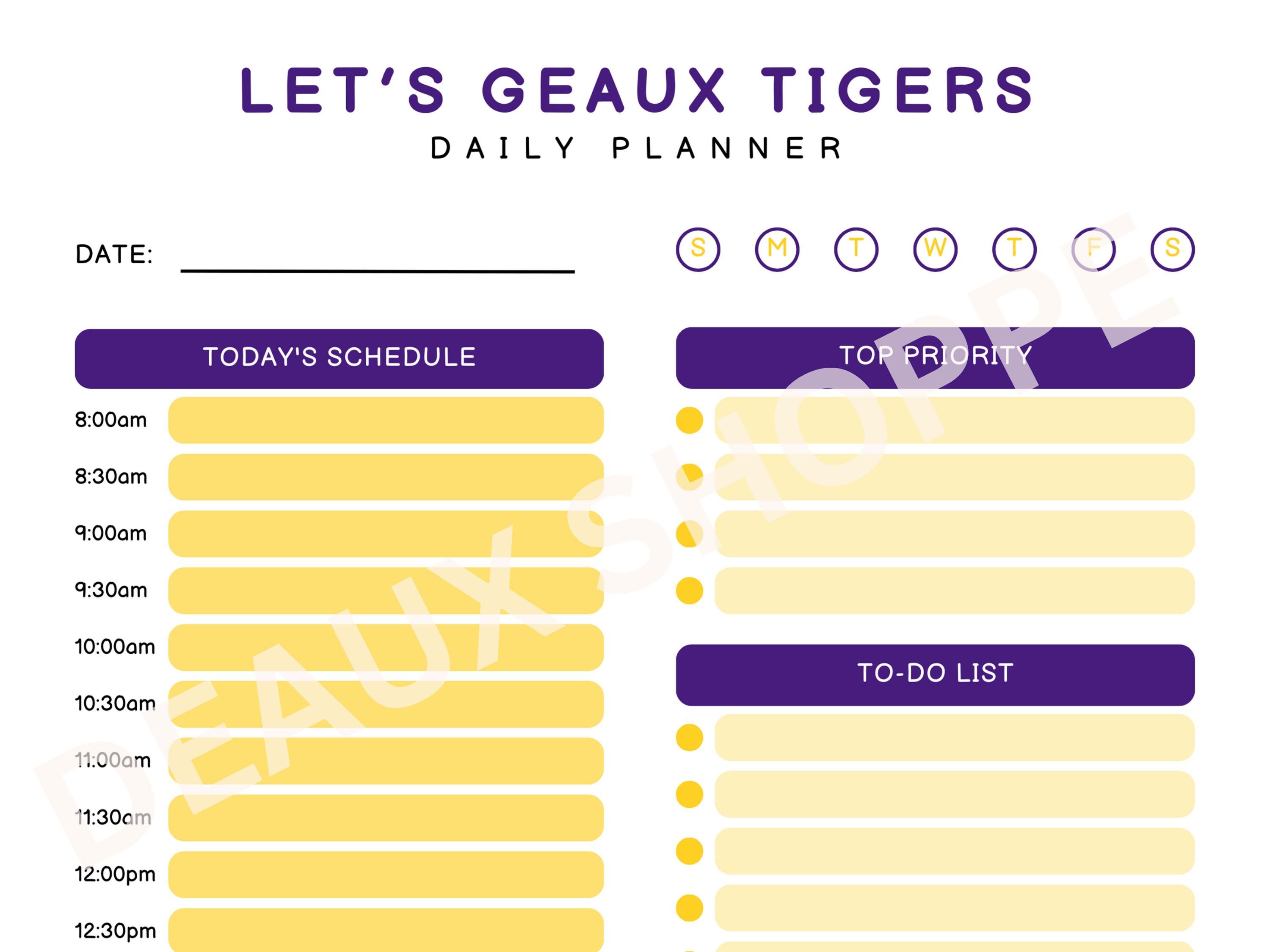 INSTANT DOWNLOAD LSU Inspired Daily Planner Printout - Etsy