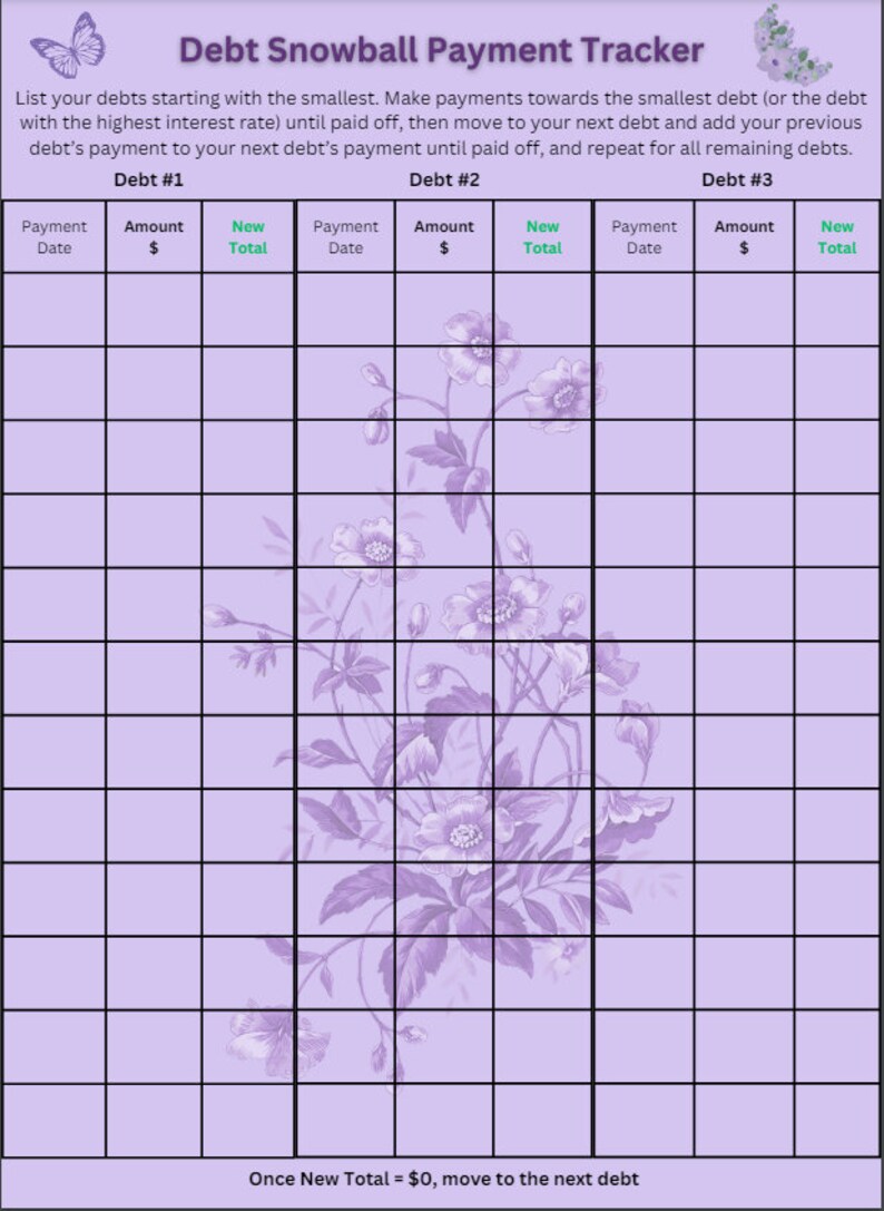 Debt Snowball Payment Tracker - Etsy