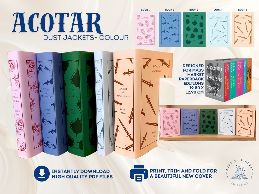 Printable ACOTAR Dust Jackets Set- Colour, Mass Market Paperback ...