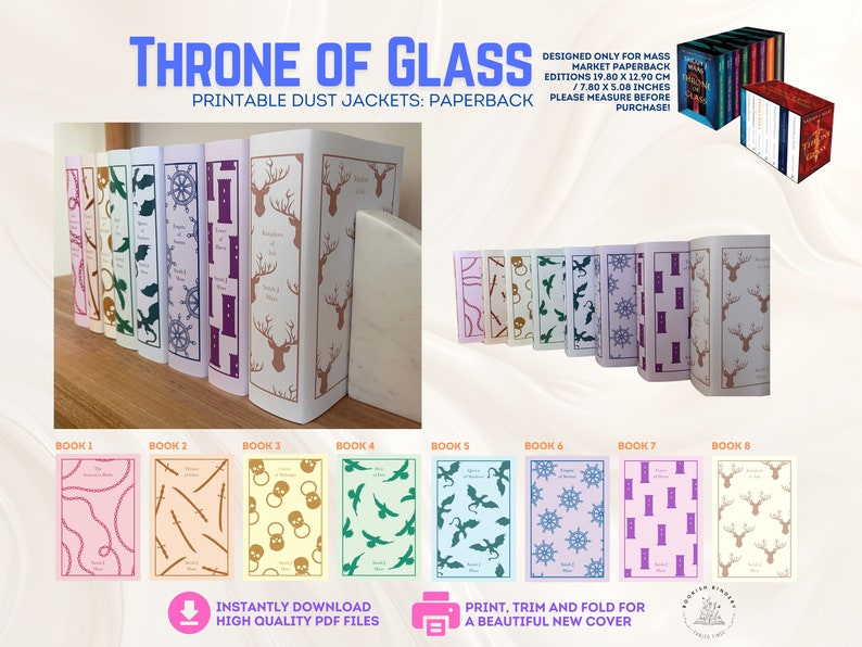Printable Throne of Glass Dust Jackets- Bright, Mass Market Paperback ...