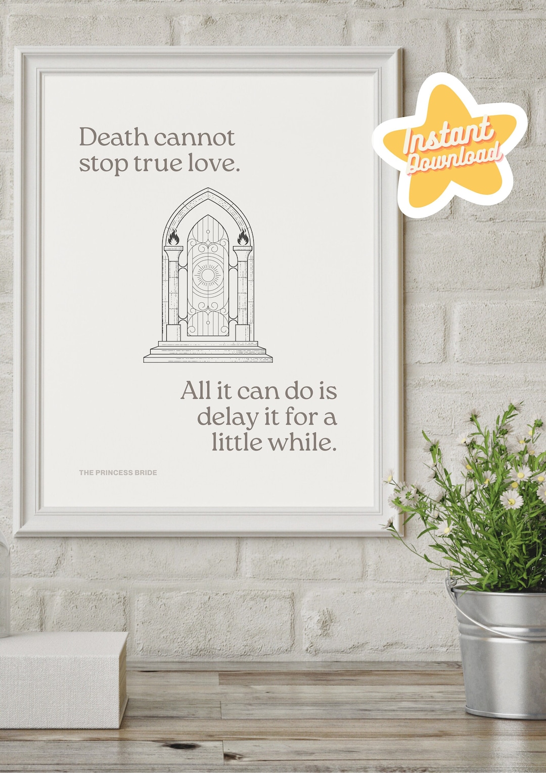 The Princess Bride Death Cannot Stop True Love Quote Wall Art, Westley ...