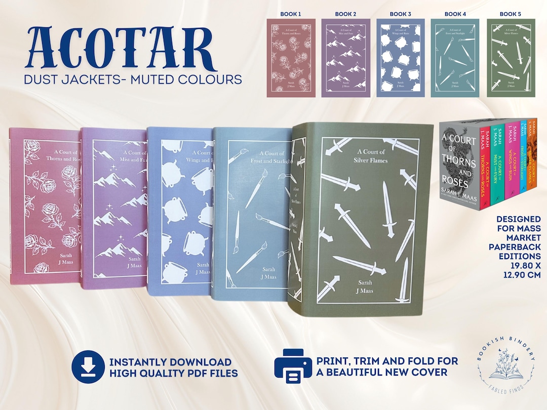 Printable ACOTAR Dust Jackets Set- Muted Rainbow, for Mass Market ...