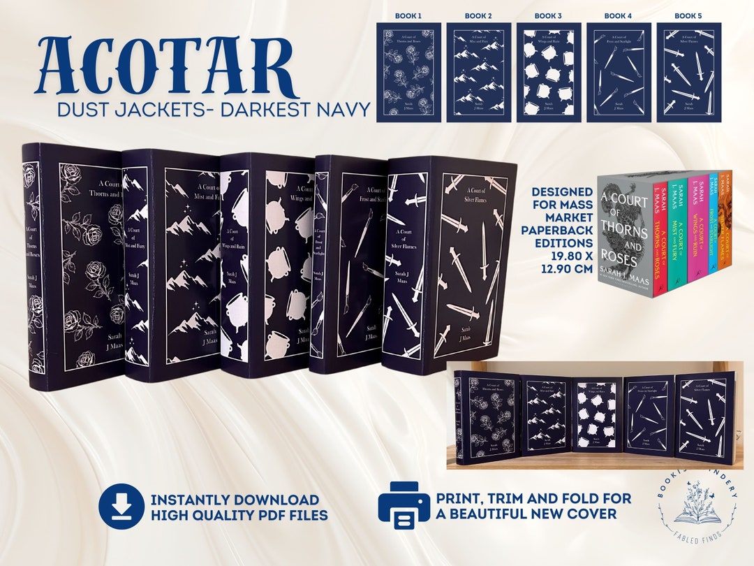 Printable ACOTAR Dust Jackets Set Darkest Navy, Mass Market Paperback ...