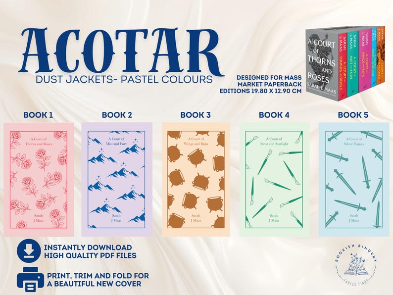 Printable ACOTAR Dust Jackets Set Pastel Rainbow, for Mass Market ...