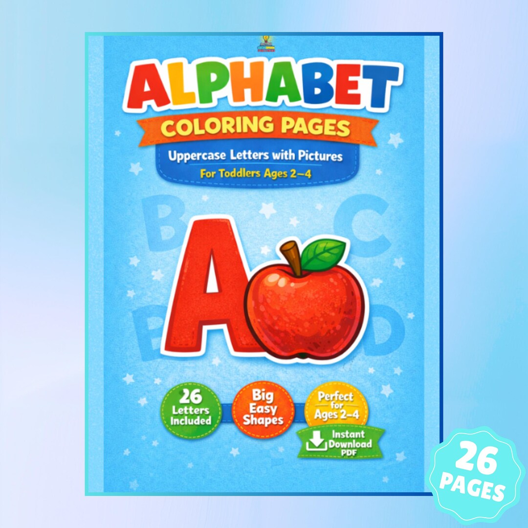 Toddler Alphabet Coloring Pages – Uppercase Letters, Pictures (PDF ...
