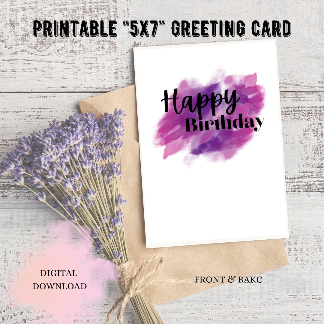 HAPPY Birthday Greeting Card Purple Happy Birthday Card - Etsy