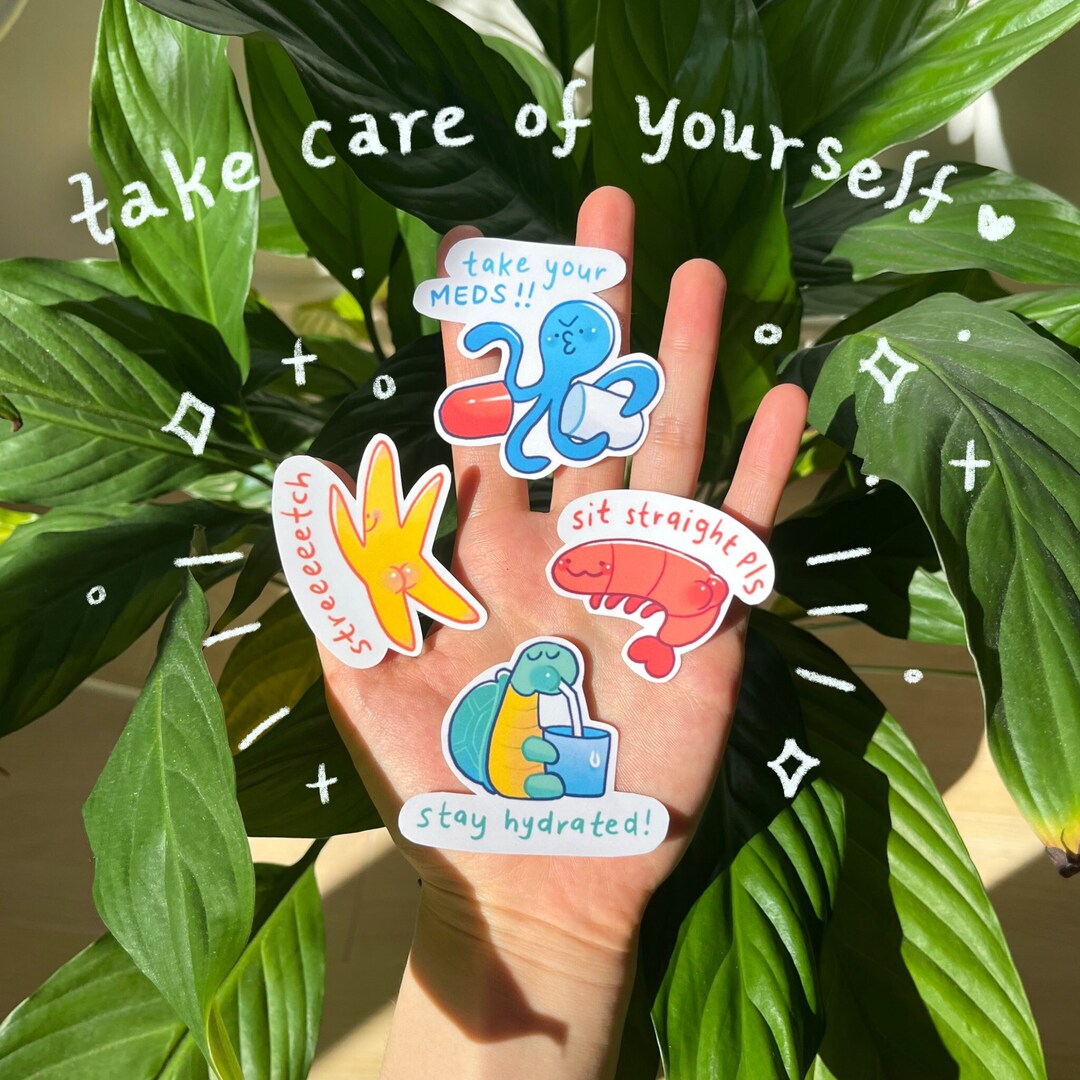 Selfcare Seapals Stickers | Cute Laptop Stationery Scrapbooking ...