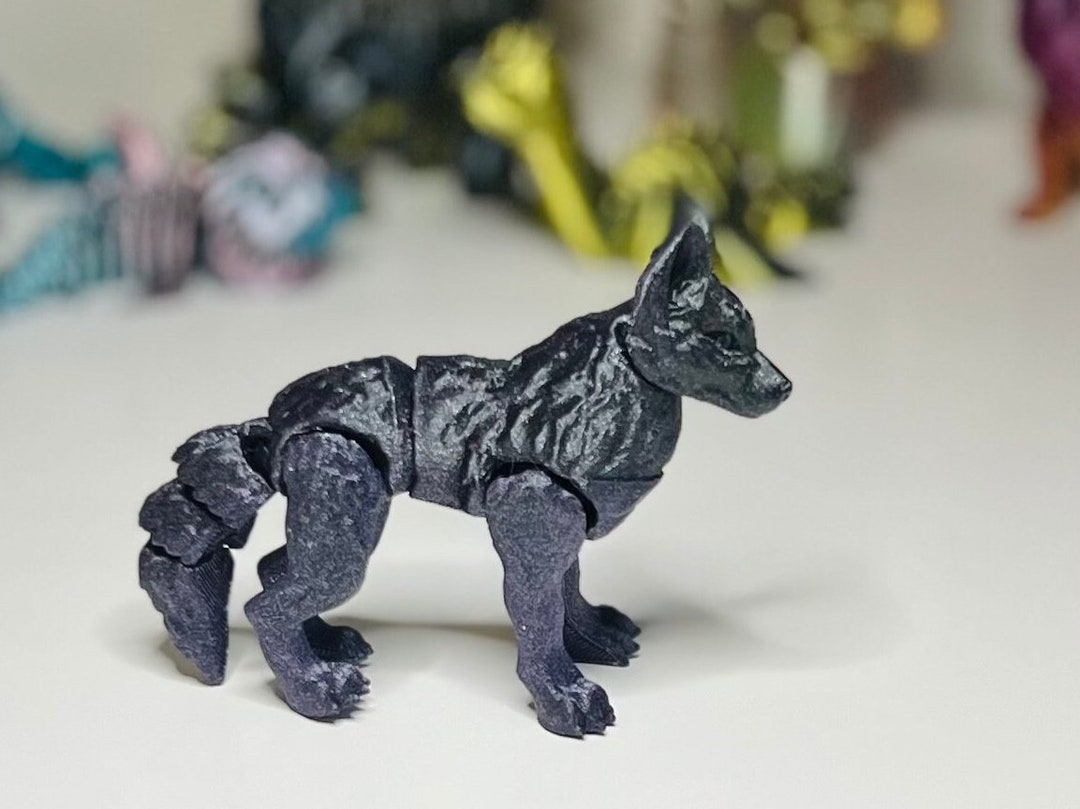 3D Printed Cute Articulating Wolf - 3D Printed Collectible, Unique Wolf ...