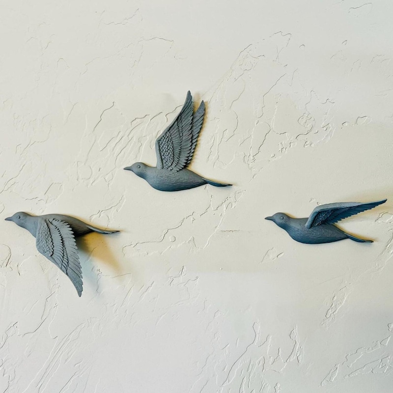 3 Birds Silver Wall Art - Etsy