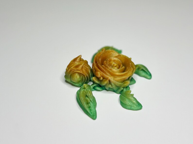 Articulated Rose Turtle 3D Printed Collectible, Poseable Floral ...
