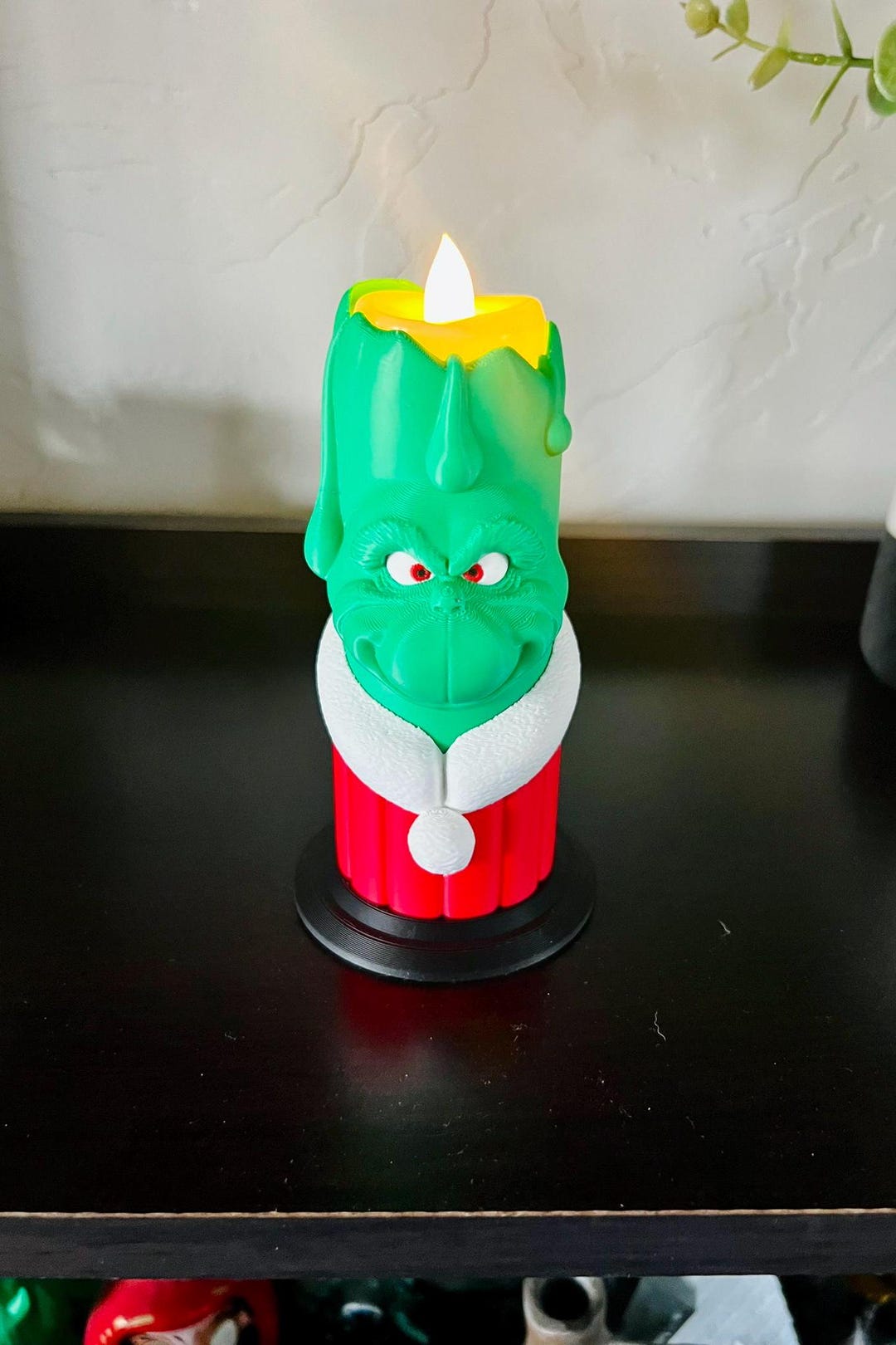3D Printed Grinch Christmas Tealight Candle Holder Festive Holiday ...