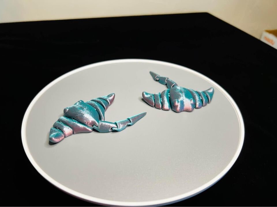 Articulated Stingray 3D Printed Poseable Marine Sculpture, Unique Sea ...