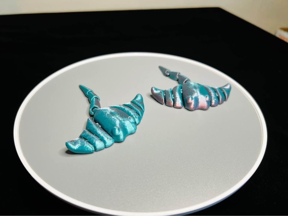 Articulated Stingray 3D Printed Poseable Marine Sculpture, Unique Sea ...