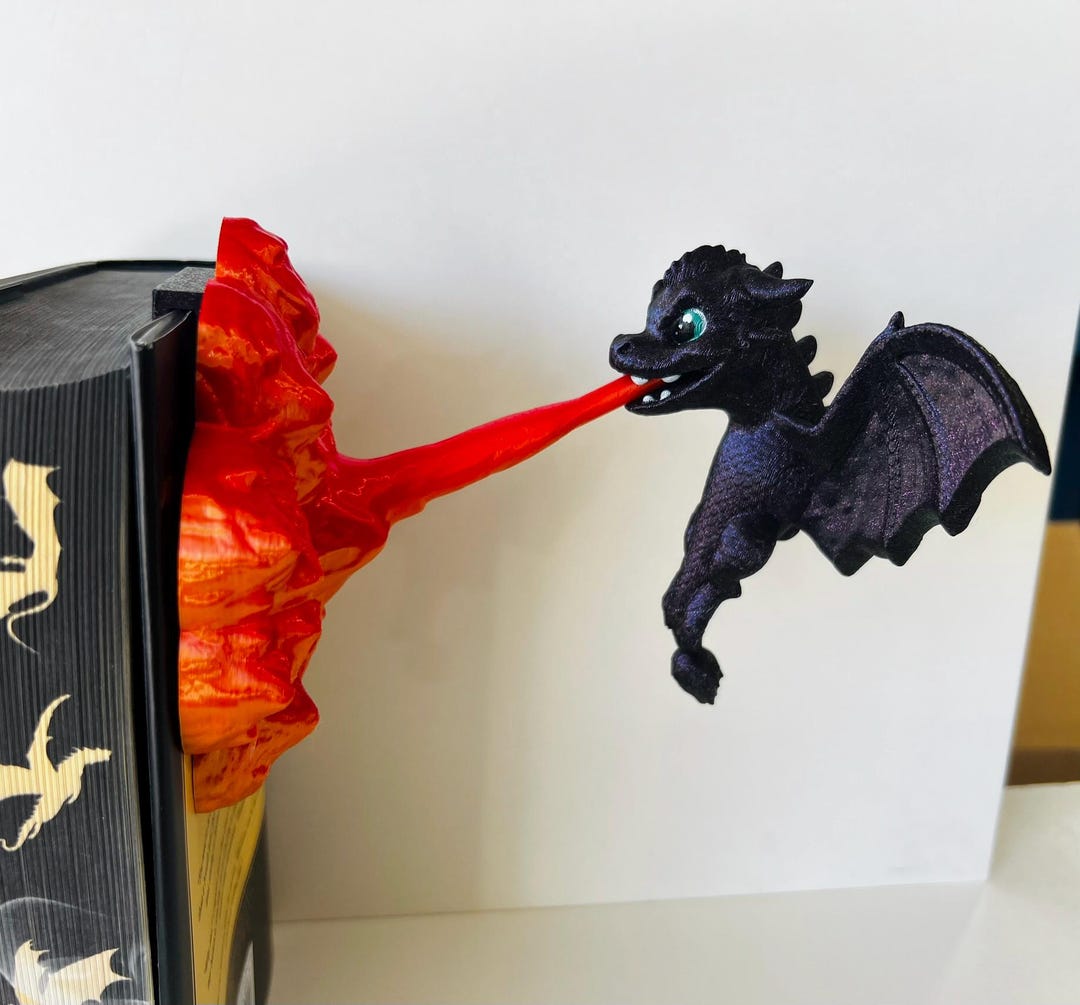 Dragon Book Nook, Phone Stand or Bookshelf Decor Fire-breathing – 3D ...