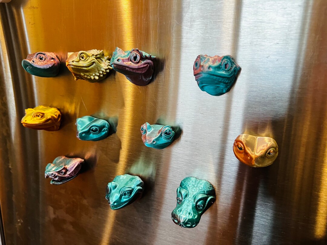 Reptile Head Magnets - 3D Printed, Reptilian Decor, Functional Animal ...