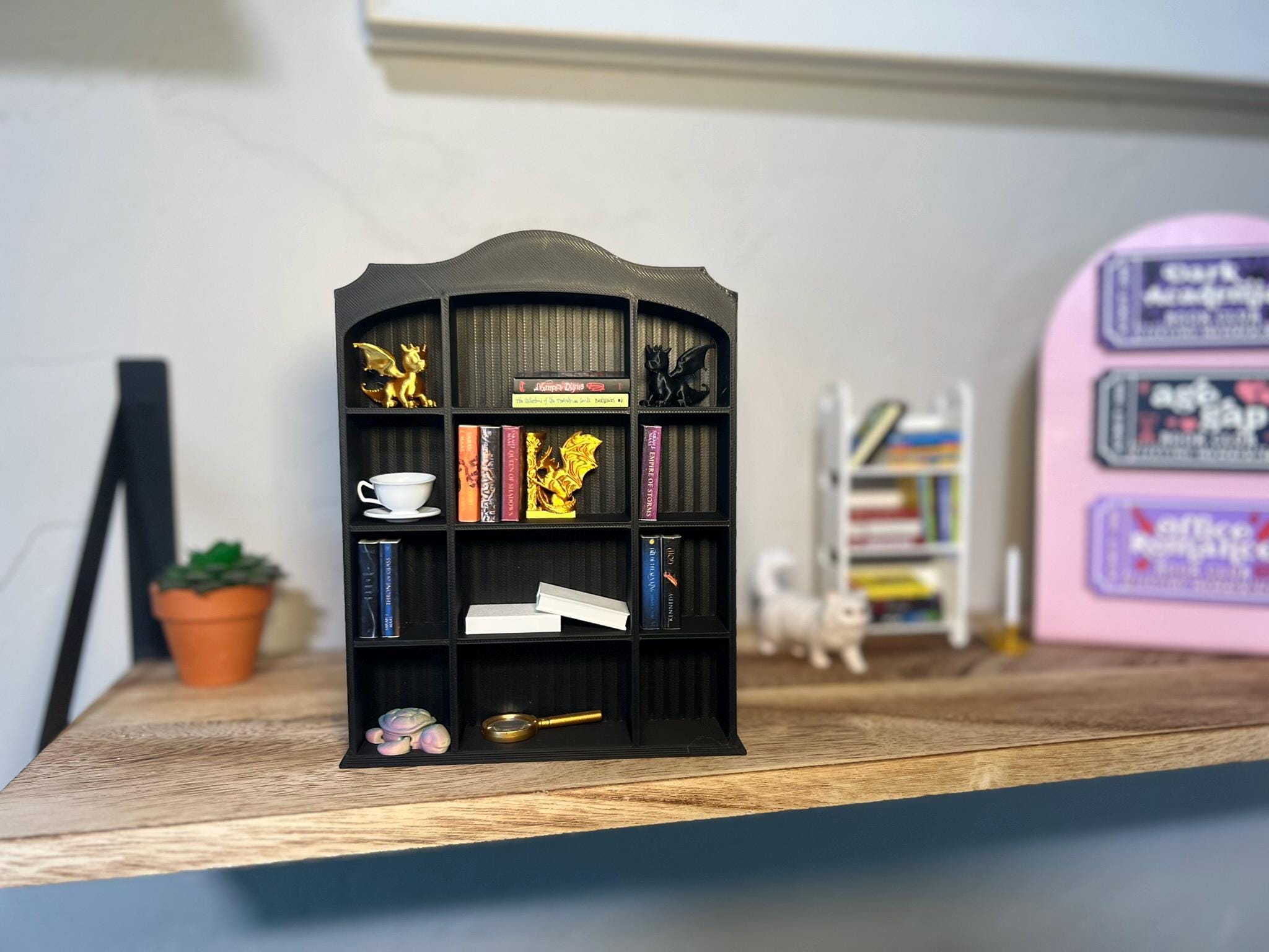 Mini Bookshelf Wide With Back Panels | 3d-printed Mini Shelf for Book ...