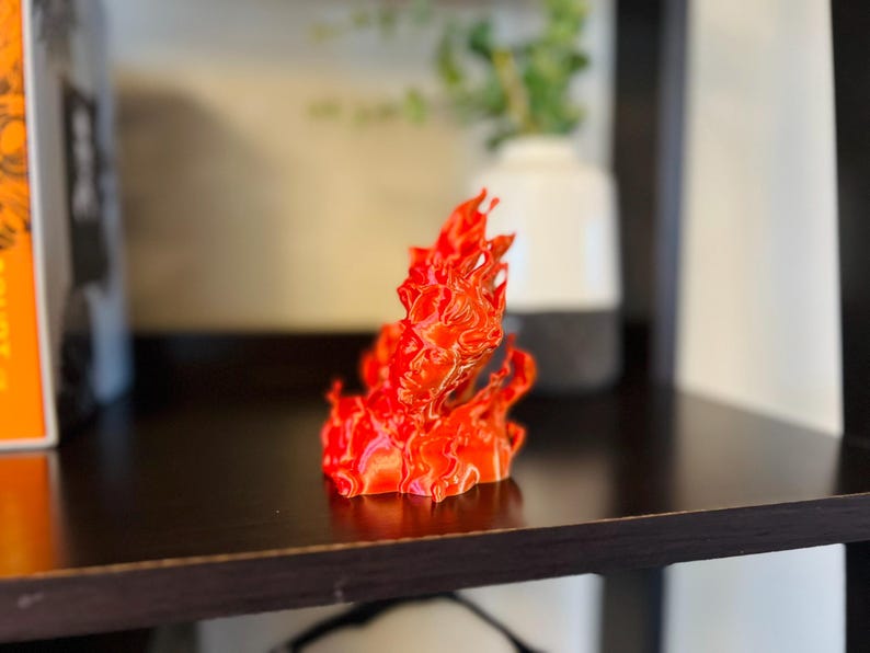 Fire Sprite Figurine 3D Printed Bookshelf Decor, Fantasy Flame Spirit ...