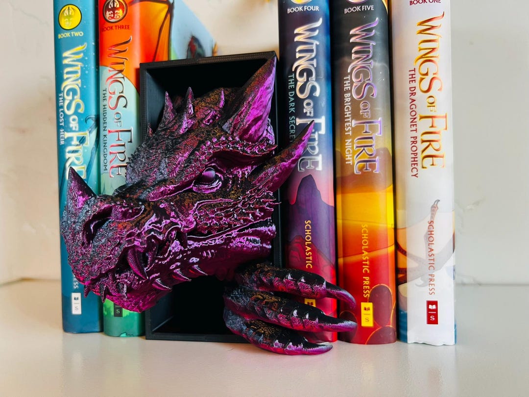 Dragon Book Nook – 3D Printed Fantasy Bookshelf Insert, Mythical ...