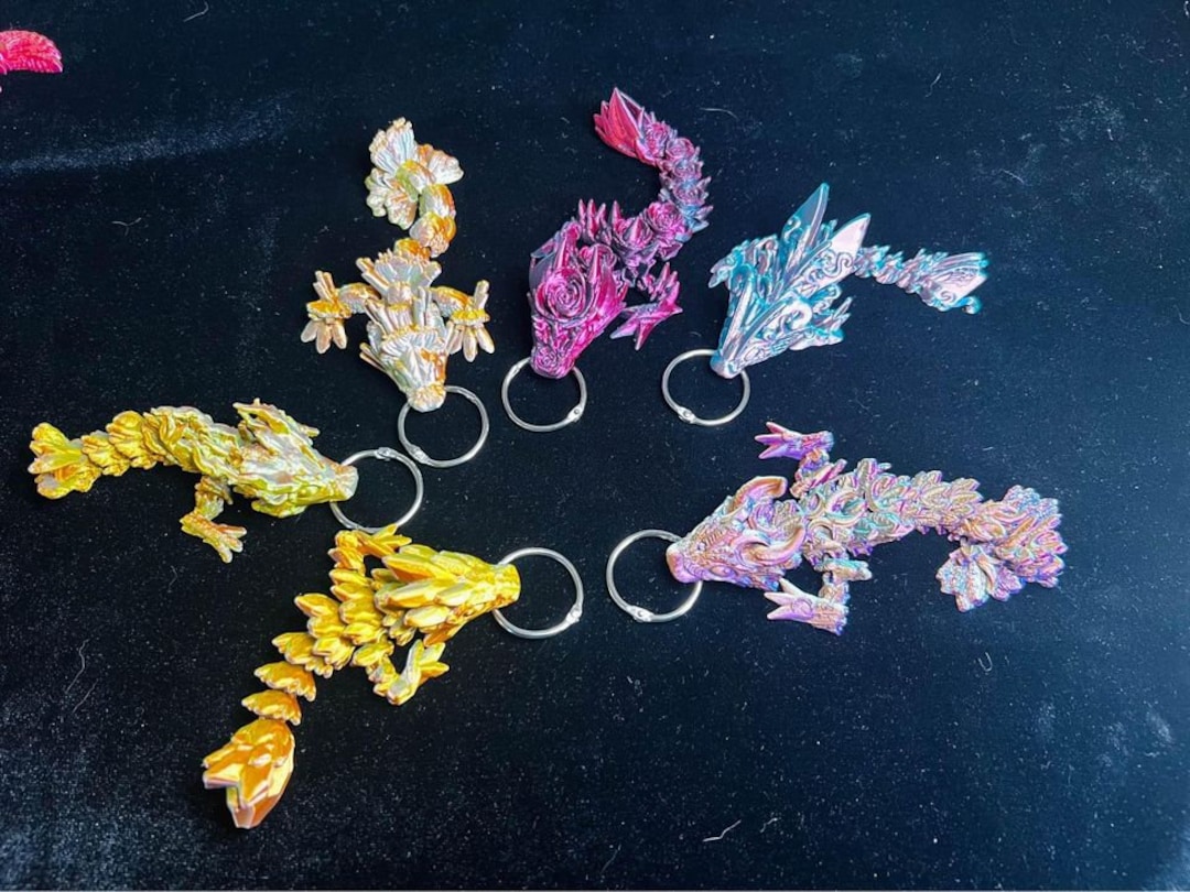 Articulated Dragon Tadling Keychain - 3D Printed Collectible, Poseable ...