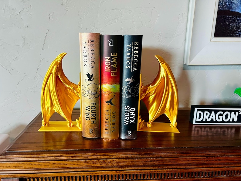Dragon Wing Bookends Fantasy Book Holder Set, Gothic Shelf Decor ...
