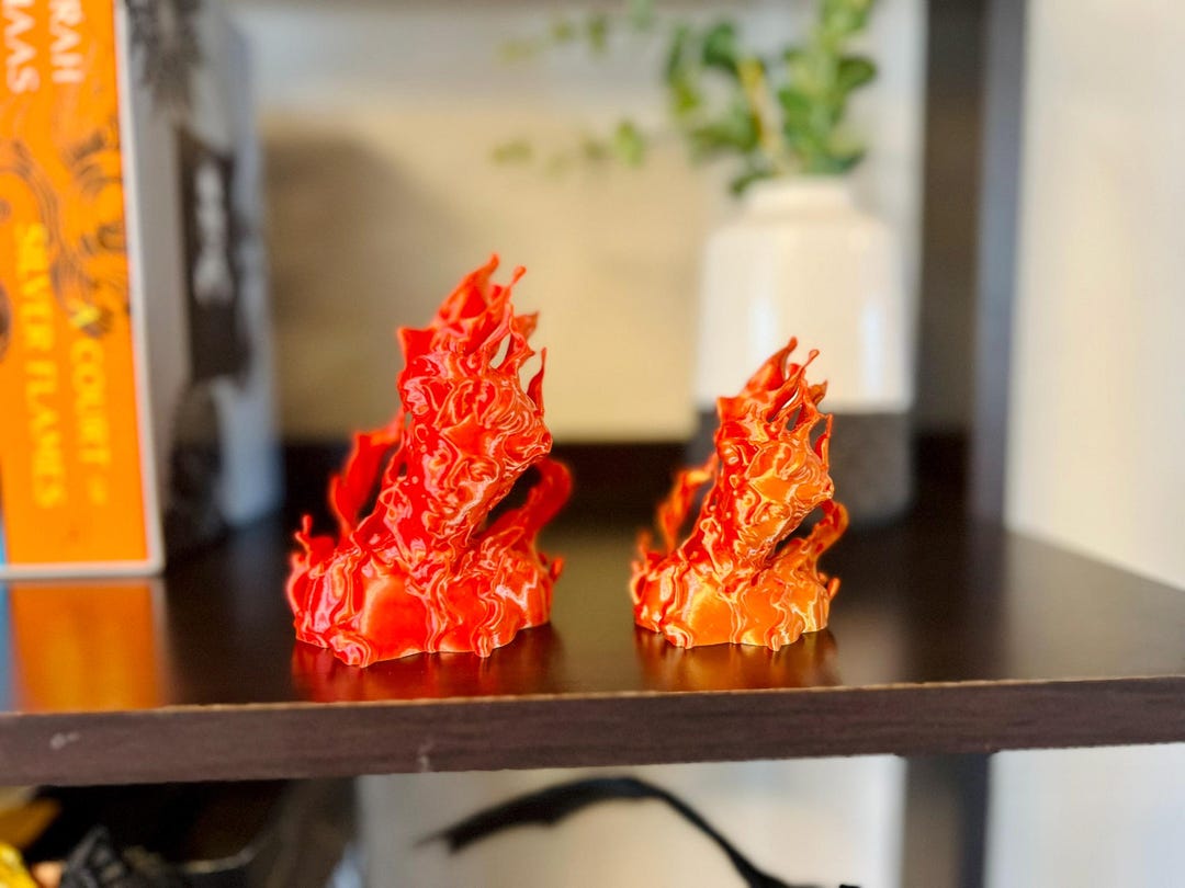 Fire Sprite Figurine 3D Printed Bookshelf Decor, Fantasy Flame Spirit ...