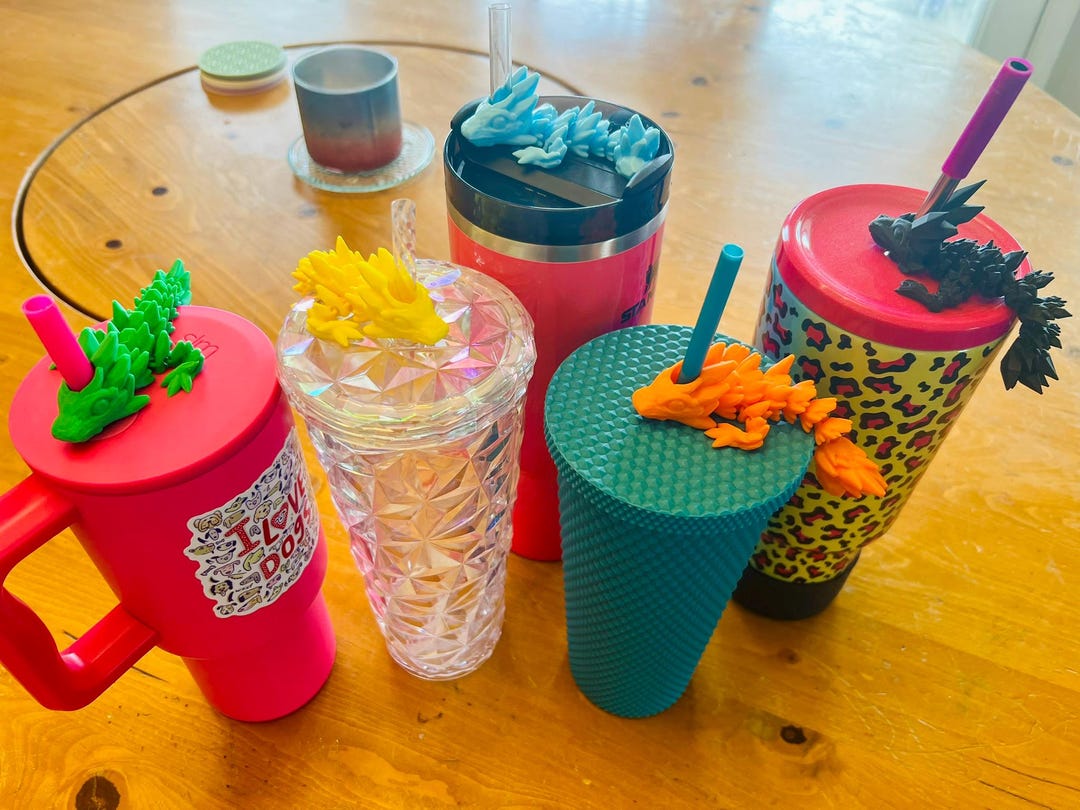 Gemstone Dragon Straw Charm – 3D Printed Fantasy Drink Accessory With ...