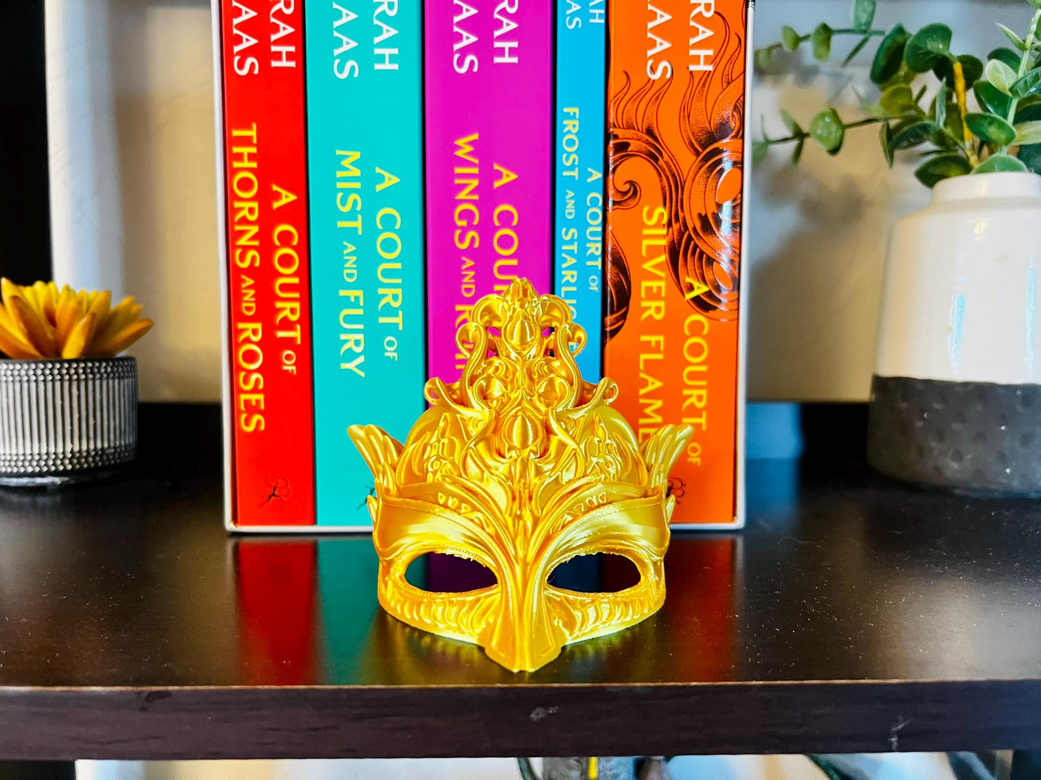 Golden Fae Crown Mask Harp Set, Fantasy Book Nook Decor, Fae Shelf ...