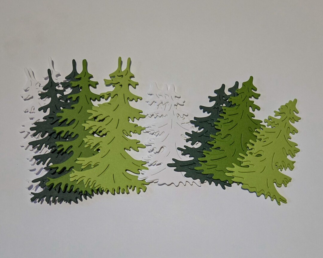 Evergreen Tree Paper Die Cuts: Forest Green Card Making, Scrapbooking ...