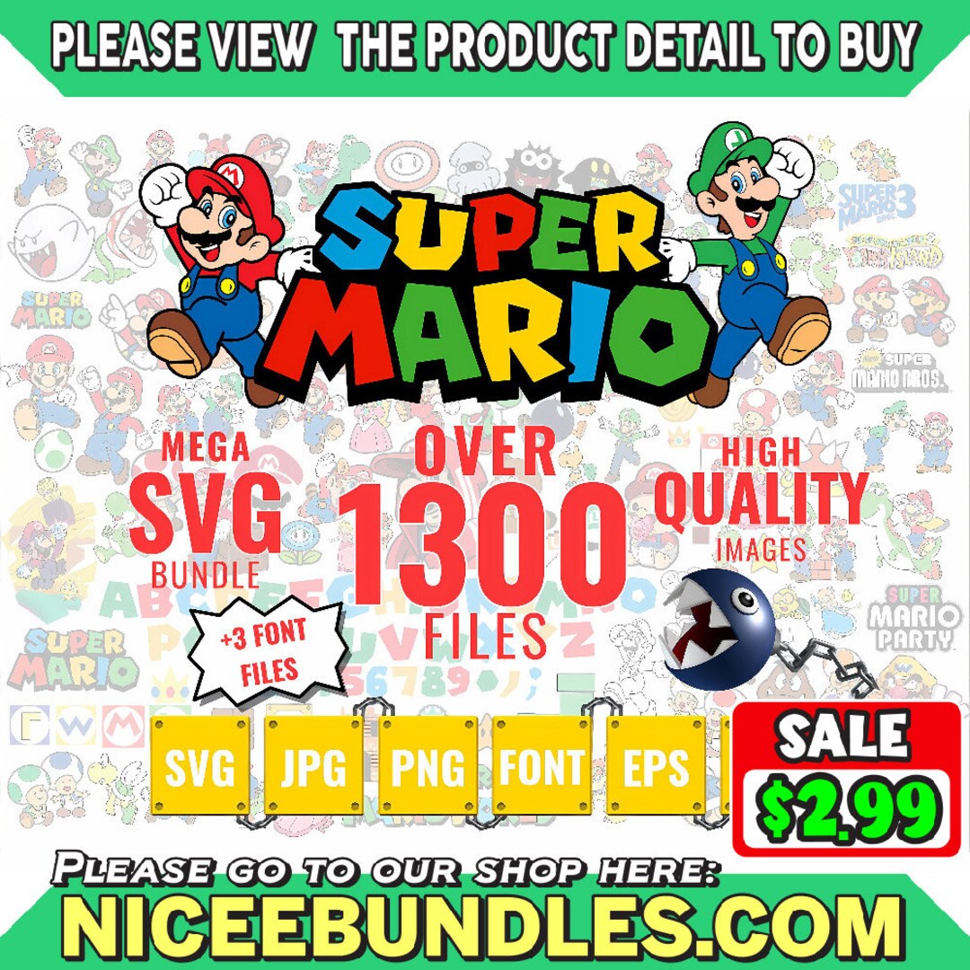 Super Mario SVG Bundle for Cricut and Sublimation, Mario Cut Files ...