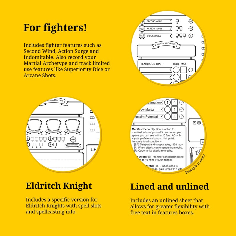 Dnd Character Sheet for Fighter Class Compact Design A4 Fillable ...