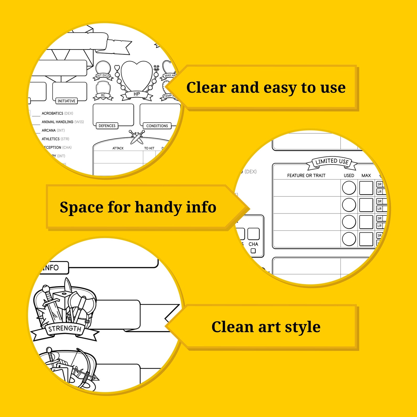 Dnd 5e Character Sheet for Martial Classes Fighter Barbarian Rogue Monk ...