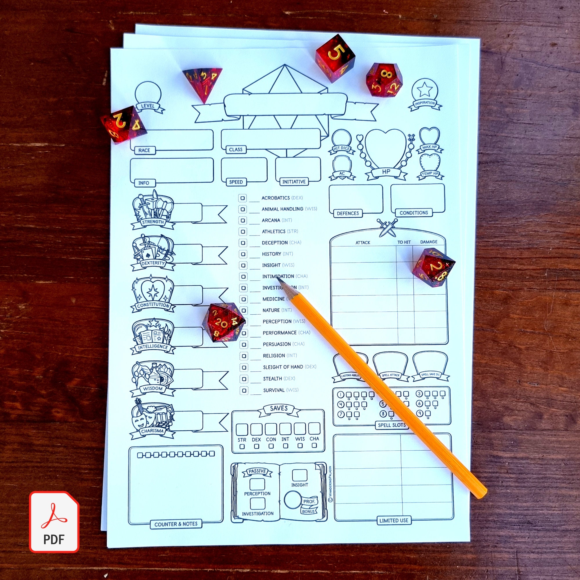 Dnd 5e Character Sheet Spellcaster for D&D 5e Dungeons and Dragons ...